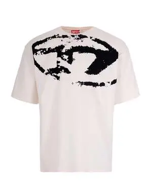 DIESEL® Relaxed Fit Flocked Logo T-shirt - Bianco