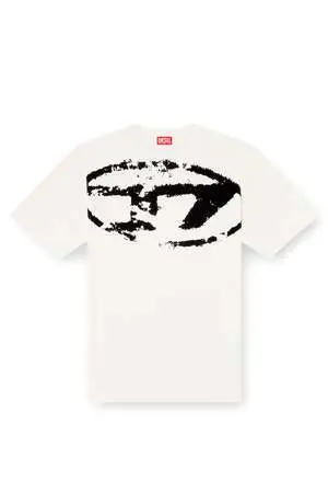 DIESEL® Relaxed Fit Flocked Logo T-shirt - Bianco