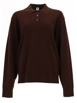 THE GARMENT Long Sleeve Polo Shirt - Brown