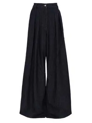 Dries Van Noten Wide Leg Pleated Trousers - Blue