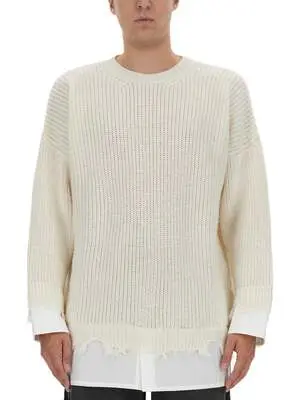 MAISON MARGIELA Ribbed Knit Sweater With Layered Effect - Ivory