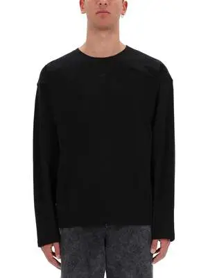 DIESEL® Long-sleeve Seam Detail Crewneck Top - Black