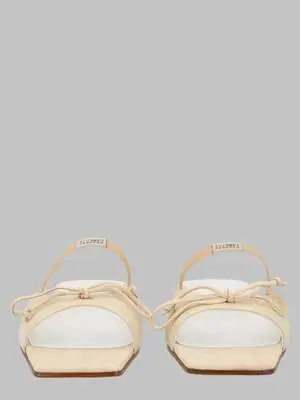 MAISON MARGIELA Leather Slingback Sandals With Bow Detailing - Beige