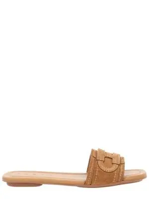 Hogan Elegant Calf Leather Slides - Brown