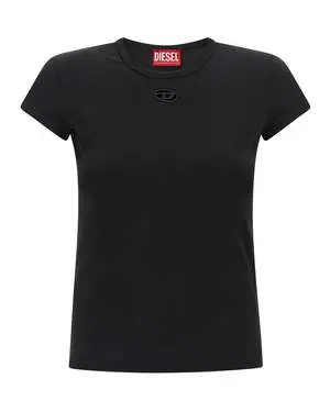 DIESEL® DIESEL Slim Fit Round Neck T-Shirt With Embroidered Logo Nero
