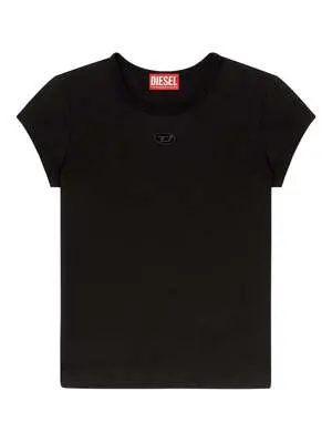 DIESEL® DIESEL Slim Fit Round Neck T-Shirt With Embroidered Logo Nero