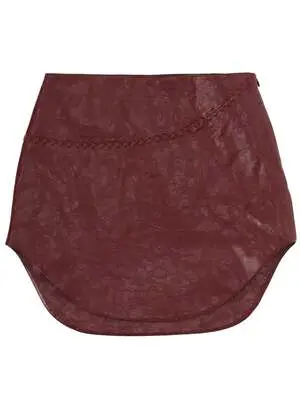DIESEL® Leather Mini Skirt With Chain Detailing - Bordeaux