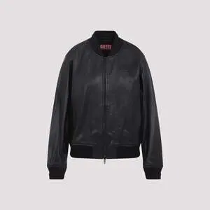 DIESEL® L-ilyan-rb Ribbed Leather Bomber Jacket - Black