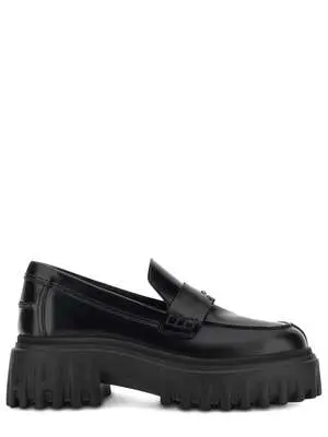 Hogan Leather Platform Lug Sole Loafers