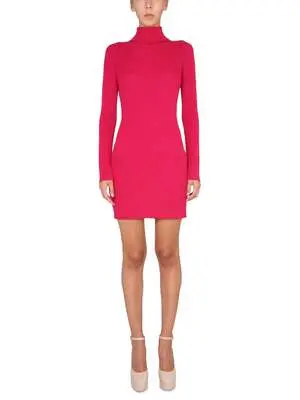 Dsquared2 Ribbed Turtleneck Mini Dress - Fuchsia