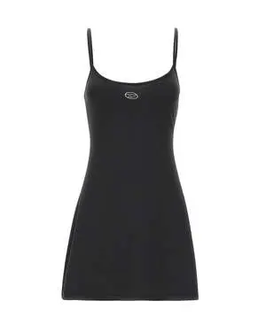 DIESEL® A-line Dress With Spaghetti Straps And Oval D Logo Detail - Nero