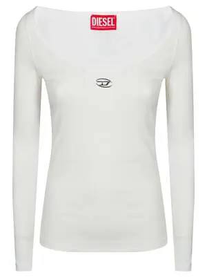 DIESEL® Chic T-shirt With Madonna Neckline - Bianco
