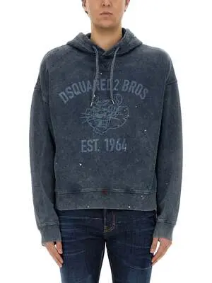 Dsquared2 Cotton Fleece Hoodie With Logo Print