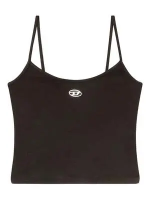 DIESEL® Slim Fit Thin Strap Top With Metallic Logo - Nero