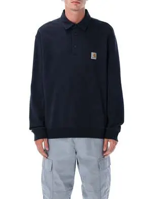 Carhartt Work In Progress Loose Fit Collegiate Polo Shirt - Deep Night