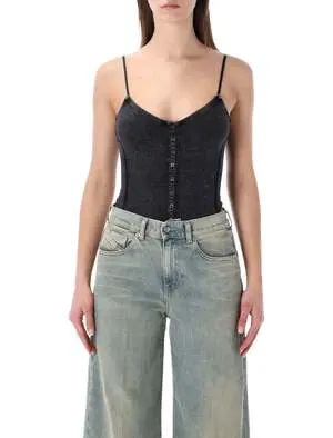 DIESEL® DIESEL Ribbed V-Neck Button-Up Camisole Black