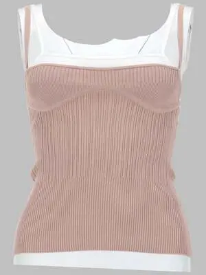 DIESEL® Ribbed Slim Fit Top With Layered Effect - Pink