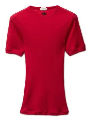 Versace Medusa Embroidered Short Sleeve Top - Red