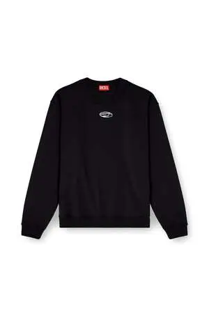 DIESEL® Ribbed Cotton Sweatshirt With Silver Logo