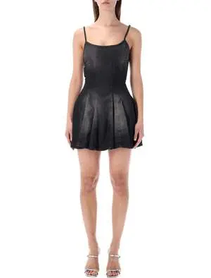 DIESEL® Paneled Denim Mini Dress - Black