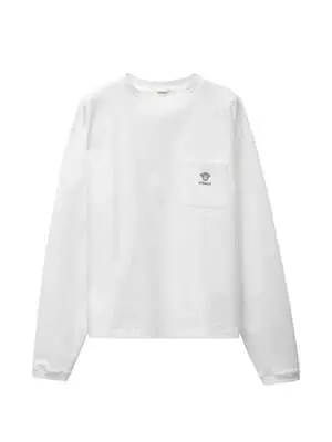 Versace Embroidered Logo Long Sleeve Tee Size - White