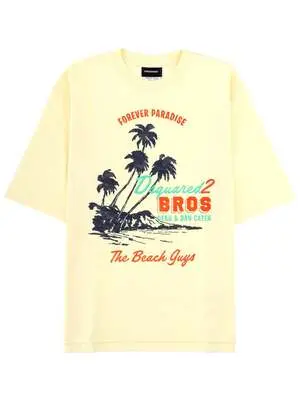 Dsquared2 Graphic Cotton T-shirt - Yellow
