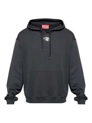 DIESEL® Hooded Sweatshirt With Metallic Logo Detail - Nero