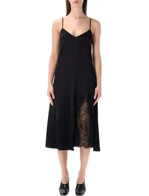 Acne Studios Lace Trimmed Midi Slip Dress - Black