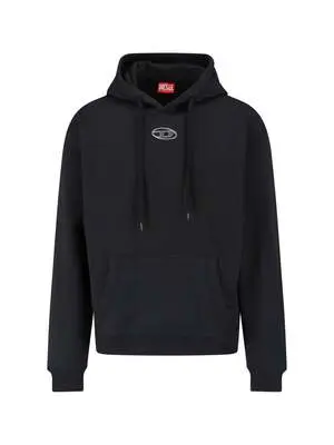 DIESEL® Regular Fit Hooded Sweatshirt With Logo - Black