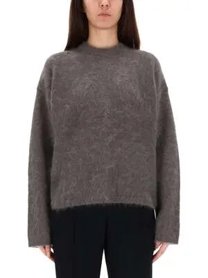 THE GARMENT Fuzzy Mohair Crewneck Sweater - Grey