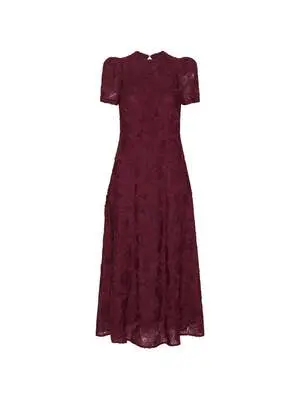 ROTATE BY BIRGER CHRISTENSEN Puffed Sleeve Round Neck Dress - Rosso