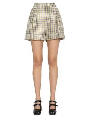 Baum Und Pferdgarten Plaid Pleated Shorts - Brown