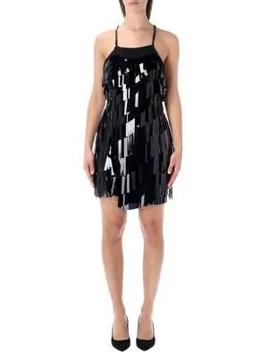 Attico Embellished Fringe Mini Dress - Black