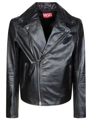 DIESEL® Biker Jacket In Waxed Leather - Nero