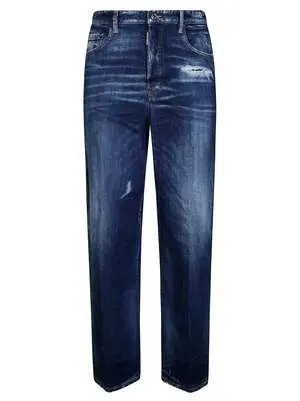 Dsquared2 Distressed Straight Leg Jeans - Blu