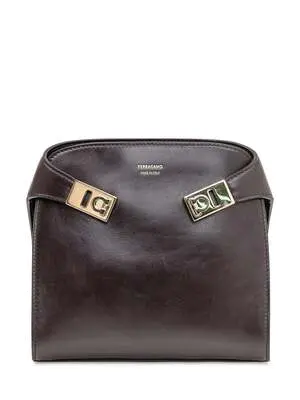 FERRAGAMO Elegant Leather Handbag With Gold Buckle - Moro