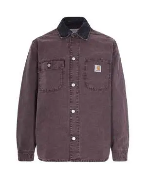 Carhartt Work In Progress Canvas Overshirt Jacket With Corduroy Collar - Palisander/black