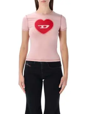 DIESEL® Fitted Heart Graphic T-shirt - Pink