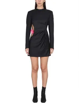 Acne Studios Wool-blend Minidress With Cut-out Detail - Black