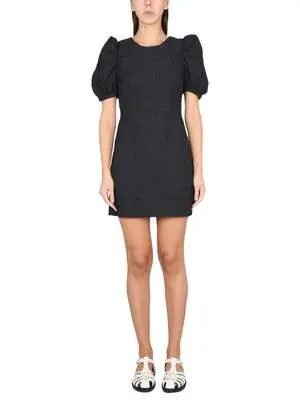 Baum Und Pferdgarten Textured Puff Sleeve Mini Dress - Black
