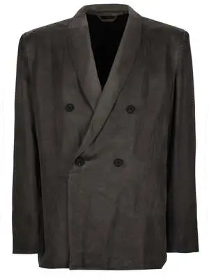 DIESEL® Lightweight Viscose Shawl Collar Double Breasted Jacket - Grey