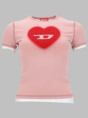 DIESEL® Slim Fit T-shirt With Heart Stamp And Studs