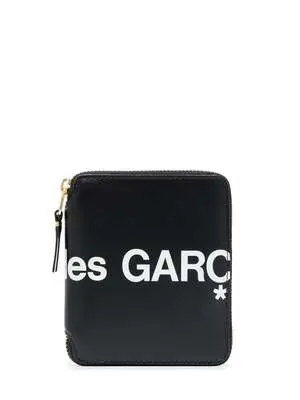 Comme Des Garçons Zip-around Leather Wallet With Logo - Black