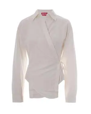 DIESEL® Wrap Shirt With Tie Detail - Bianco