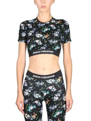 Rabanne Floral Print Cropped Top - Multicolour