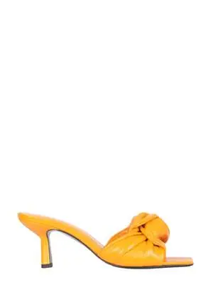 By Far Knot Detail Leather Mules - Orange