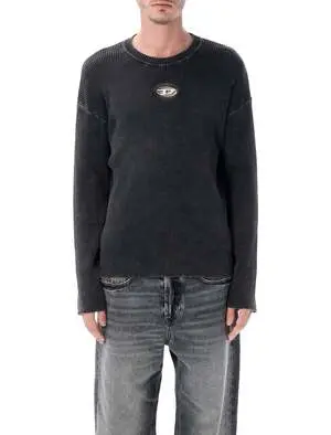 DIESEL® Cut-out Ribbed Jumper With Oval D Plaque - Black