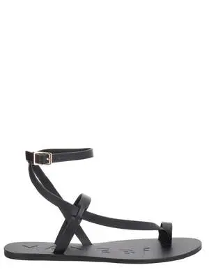 Manebí Flat Buckled Ankle Strap Sandals - Black