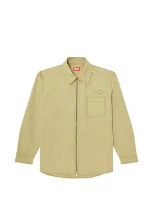 DIESEL® Zip Front Shirt With Patch Pocket And Snap Cuffs Size