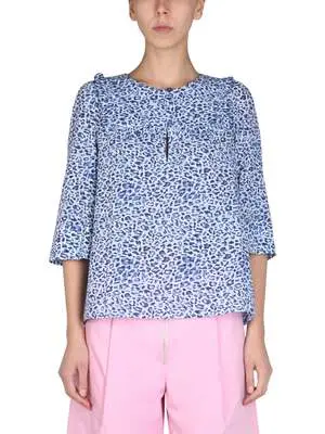 Baum Und Pferdgarten Blue Button Front Top